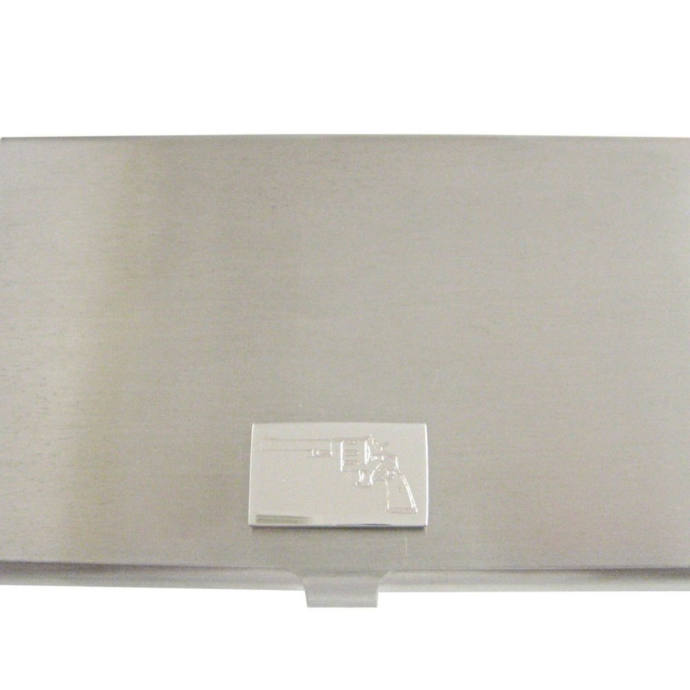 Etched Revolver Gun Pistol Business Card Holder - Gem